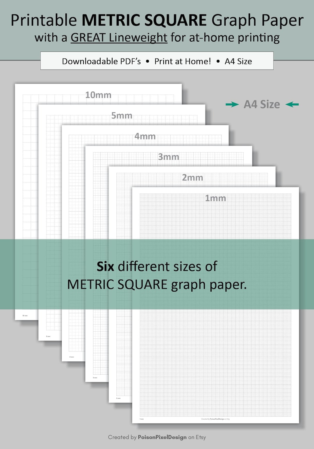 Printable METRIC SQUARE Graph Paper | Grid Paper | Squared Paper ...