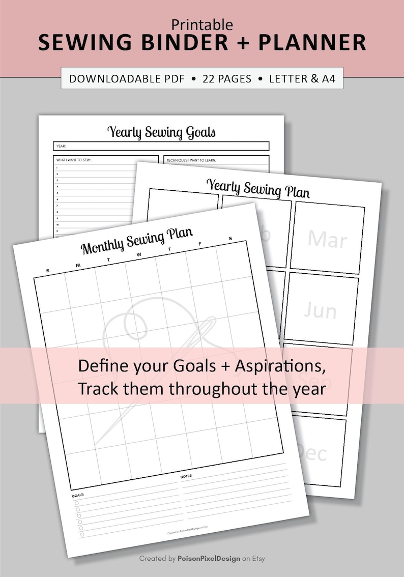 Printable Sewing Binder + Planner | Sewing Notebook | Sewing Journal ...