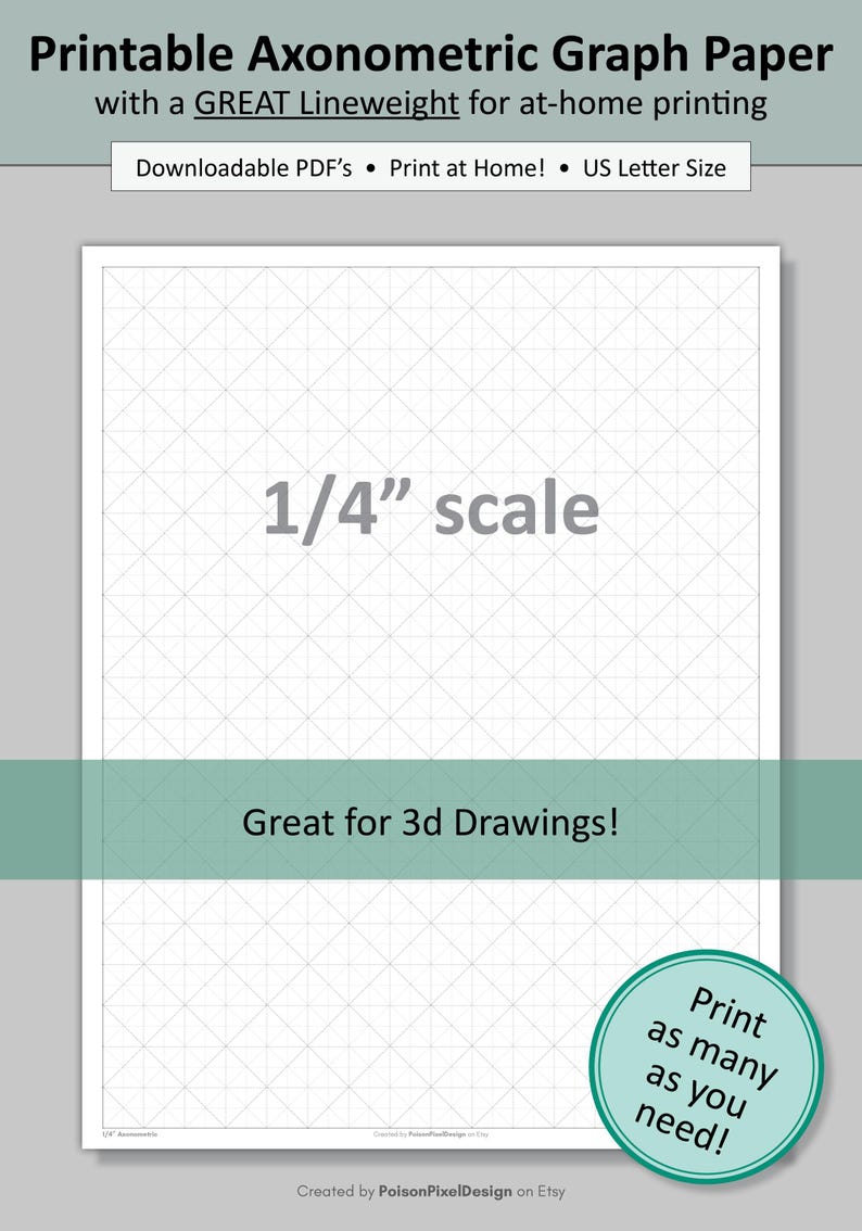 Printable ISOMETRIC & AXONOMETRIC Graph Paper: Angled Grid Paper ...