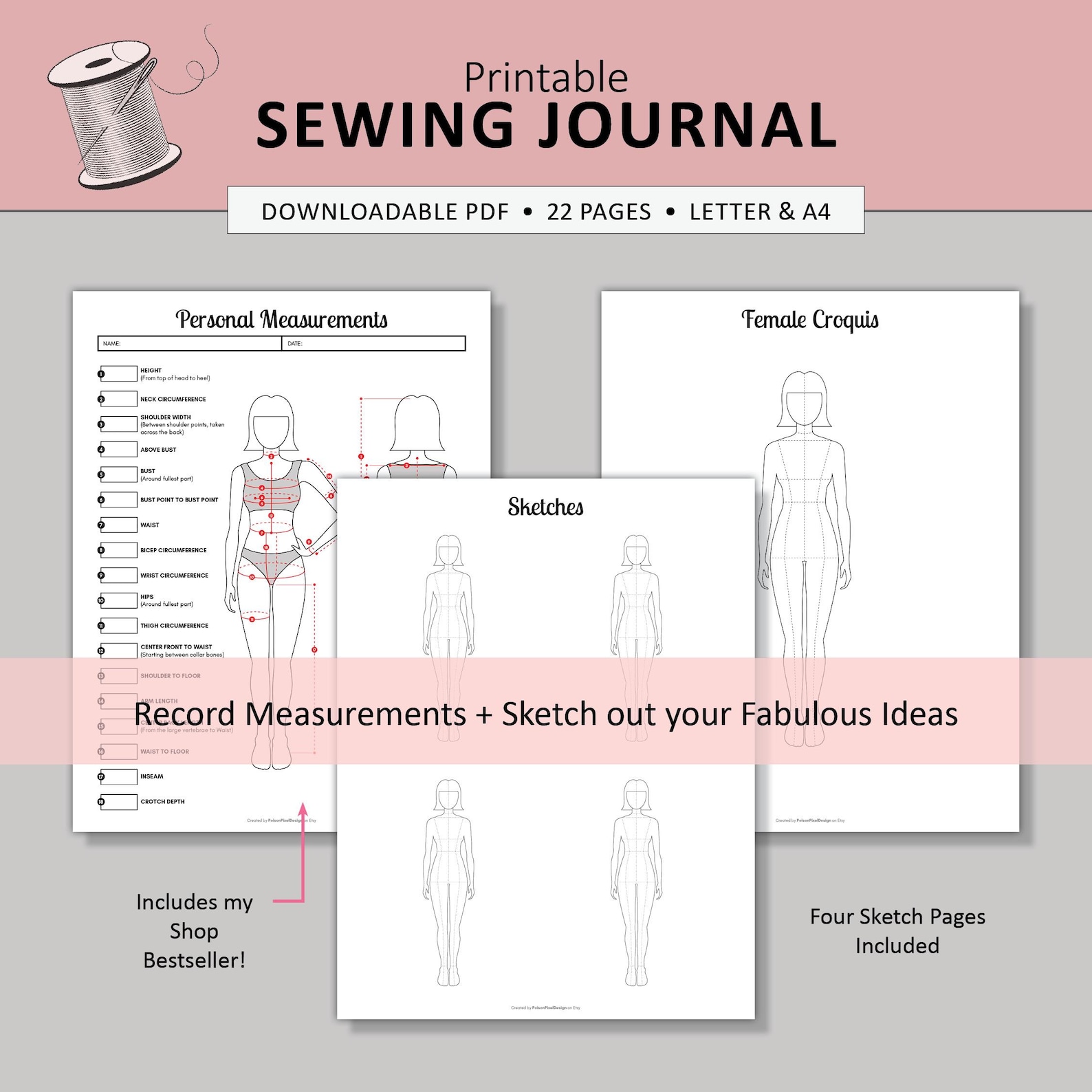 Printable Sewing Journal | Sewing Notebook | Sewing Planner | Sewing ...