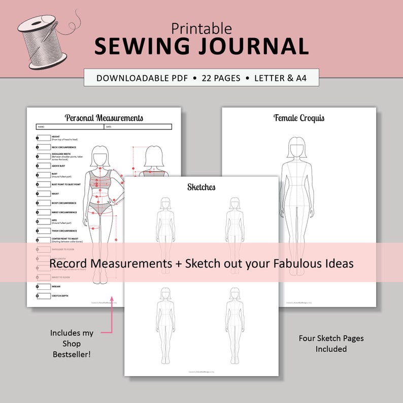 Printable Sewing Journal | Sewing Notebook | Sewing Planner | Sewing ...