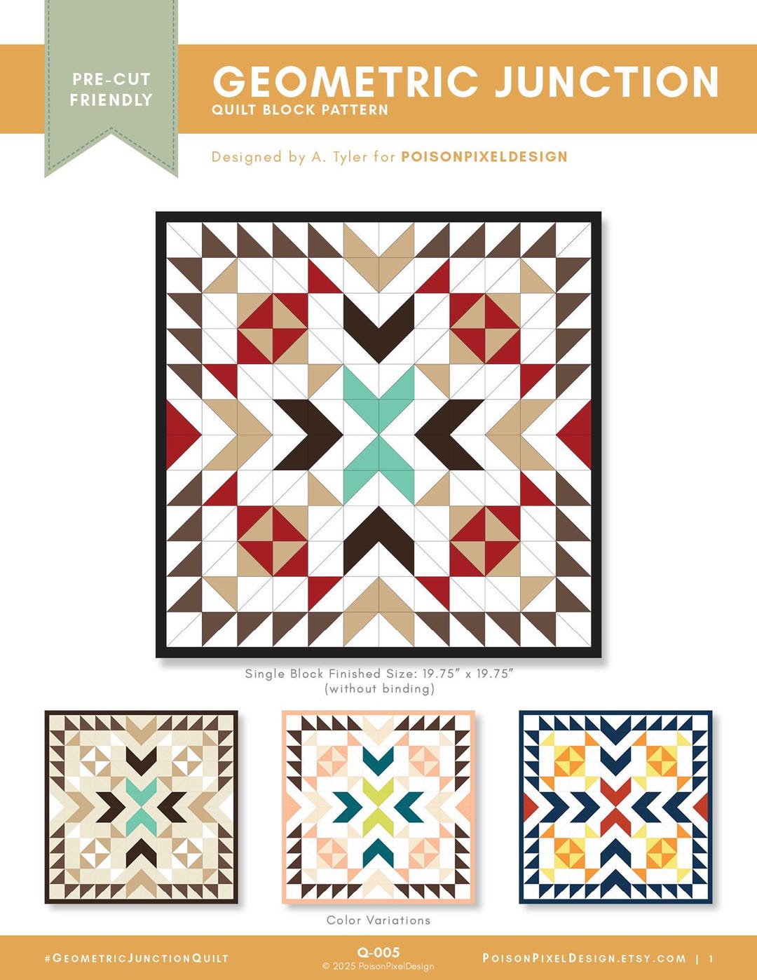 PDF Quilt Block Pattern "geometric Junction", Mini Charm Pack, Precut ...