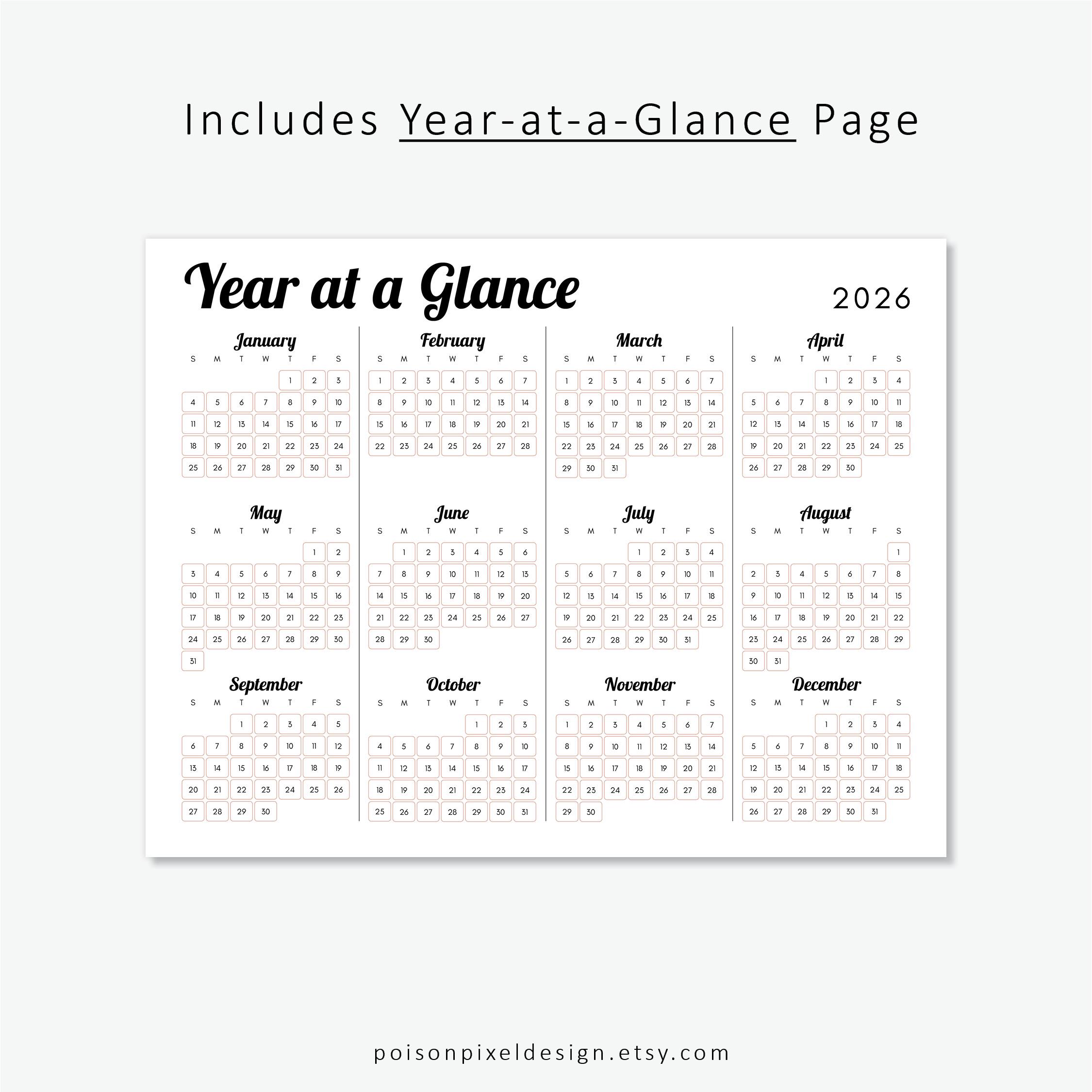 2026 Printable Bubble Calendar in 3 Colors, Letter-sized | Digital PDF ...