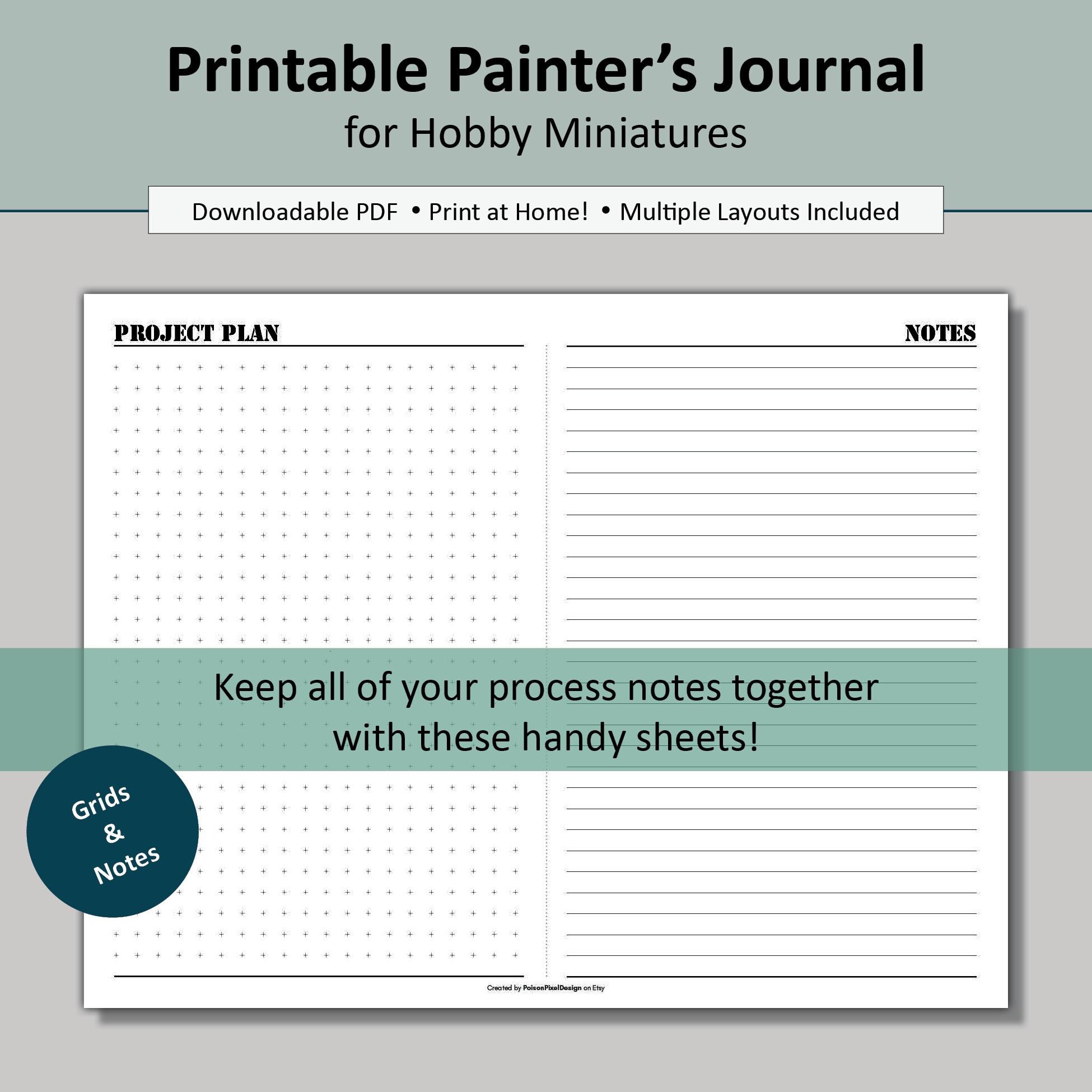 Printable Miniature Wargame Painting Journal: Hobby Project Planner ...