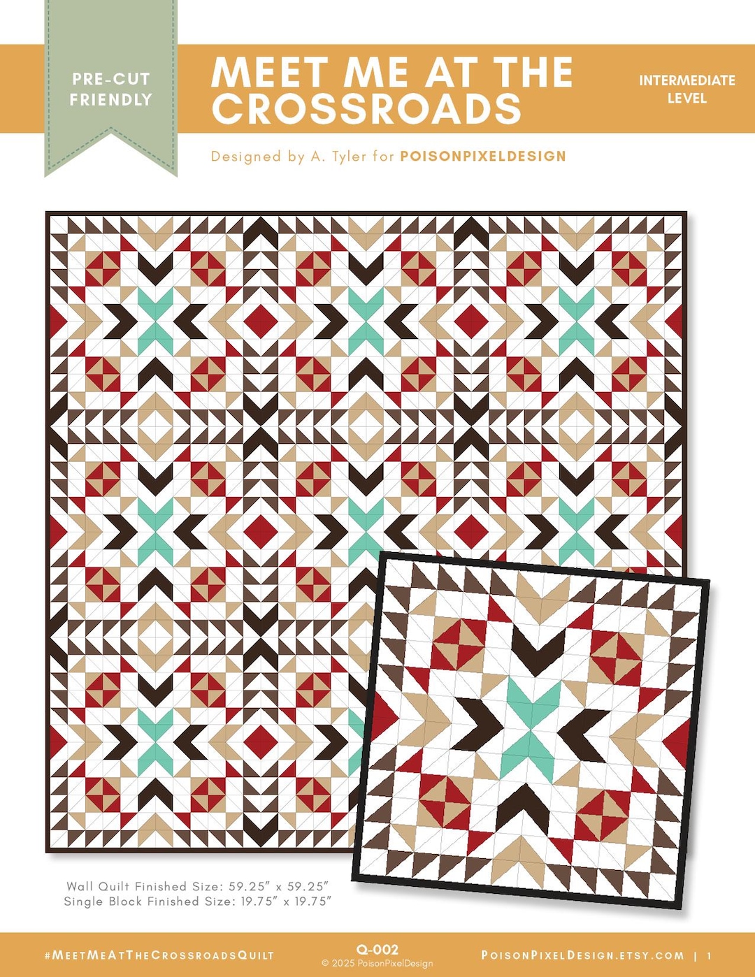 PDF Quilt Pattern "meet Me at the Crossroads", Mini Charm Pack, Precut ...