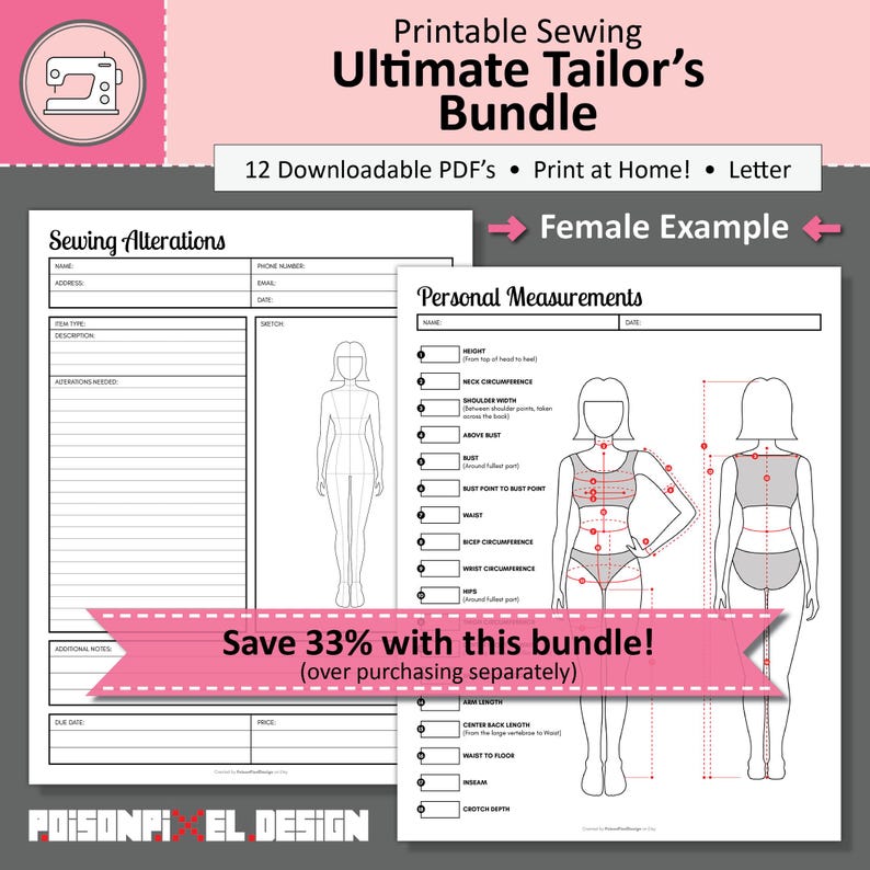 Printable Ultimate TAILOR'S BUNDLE: Alteration Forms + Personal ...