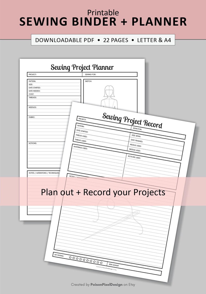 Printable Sewing Binder + Planner | Sewing Notebook | Sewing Journal ...