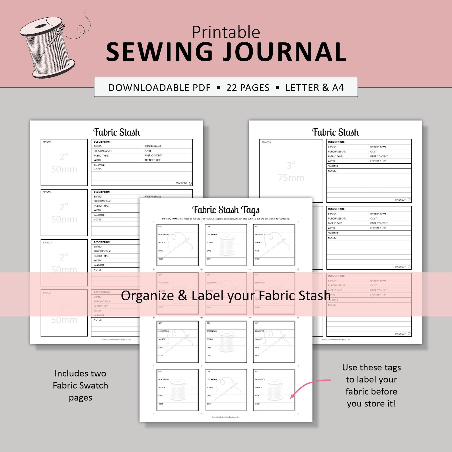 Printable Sewing Journal | Sewing Notebook | Sewing Planner | Sewing ...