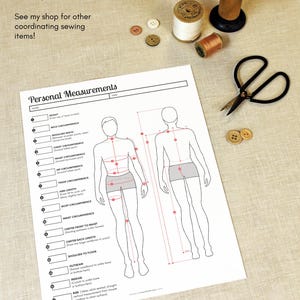 Printable Sewing Personal Measurements Sheet for Men | Body Measurement ...