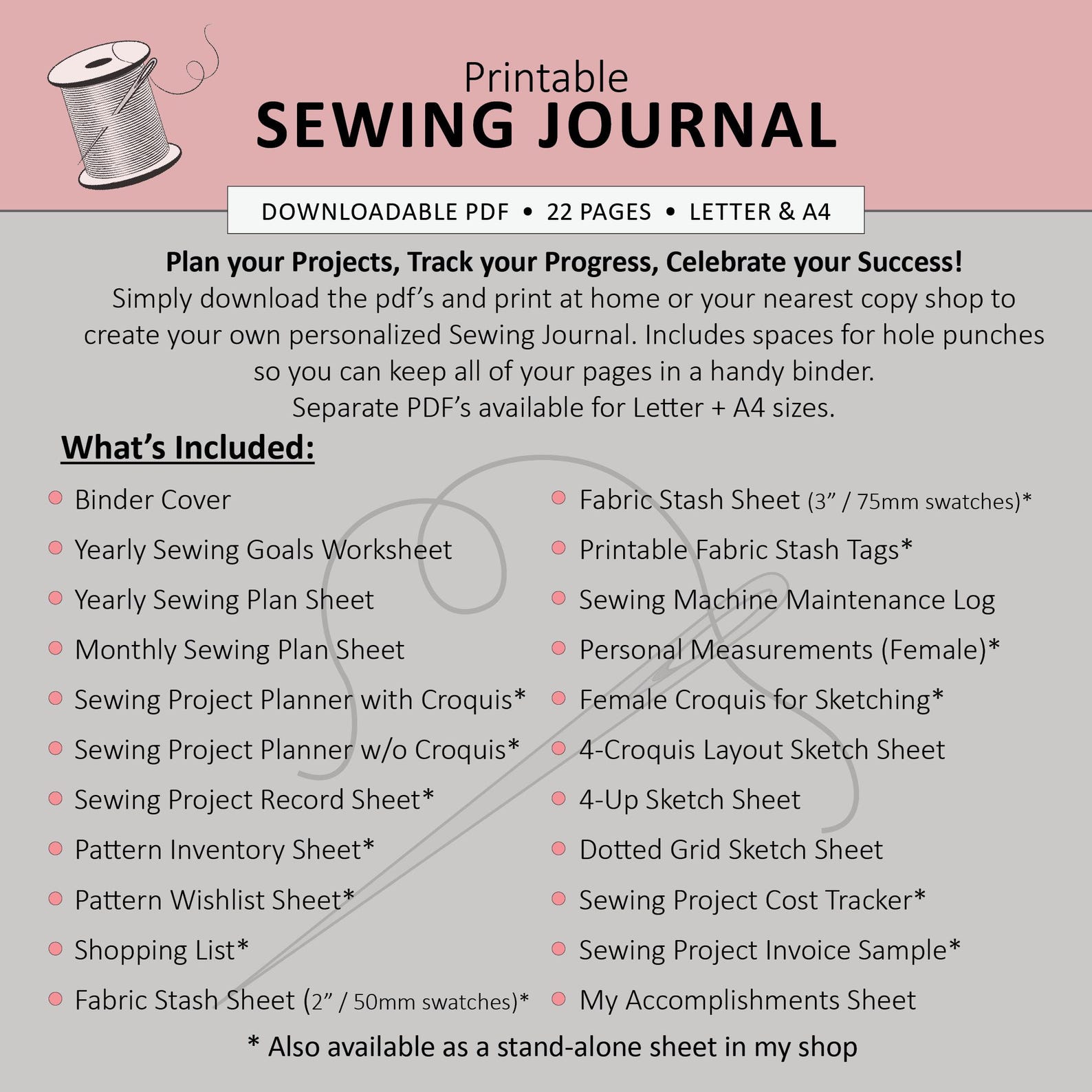 Printable Sewing Journal | Sewing Notebook | Sewing Planner | Sewing ...