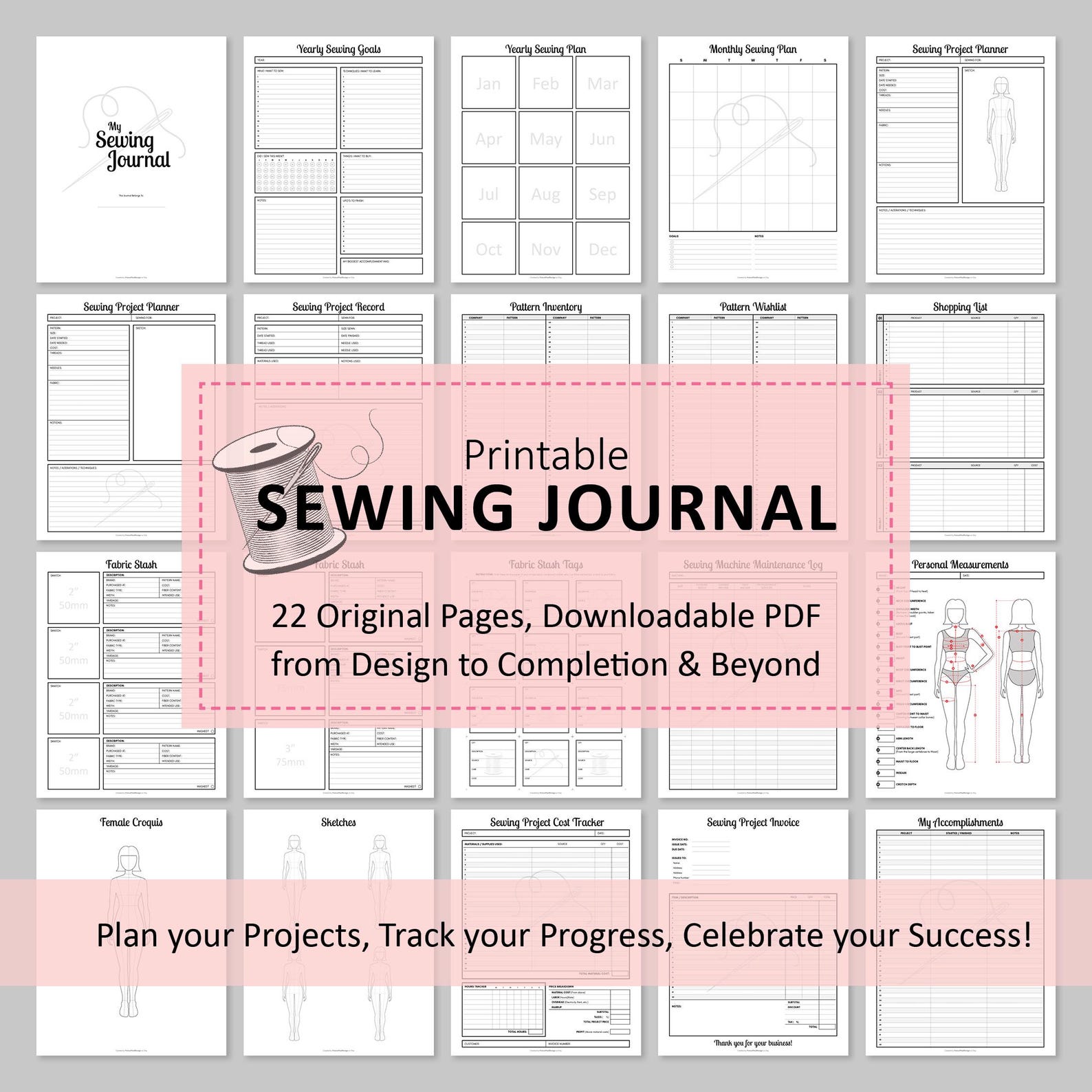 Printable Sewing Journal | Sewing Notebook | Sewing Planner | Sewing ...