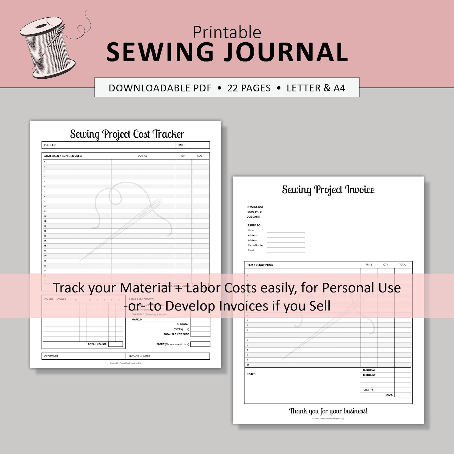 Printable Sewing Journal | Sewing Notebook | Sewing Planner | Sewing ...
