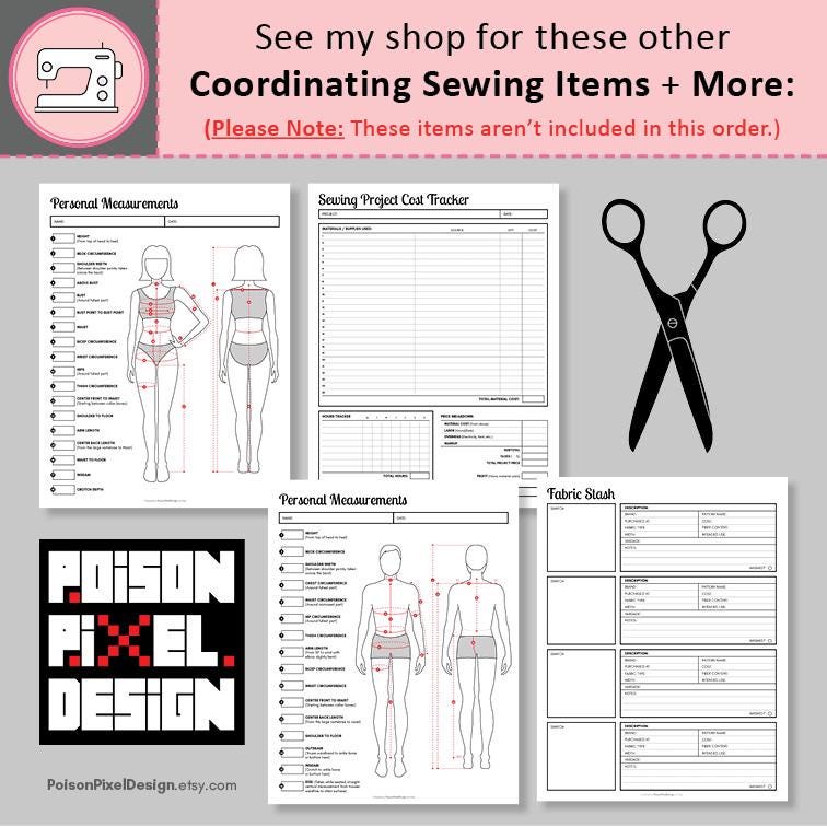 Printable Sewing Alterations Forms BUNDLE, Six Versions Included ...