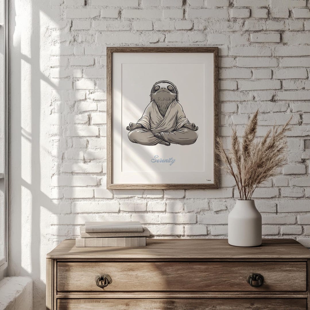 Sloth Serenity in Art Print Wall Art, Peaceful, Yoga, Spiritual Wall ...