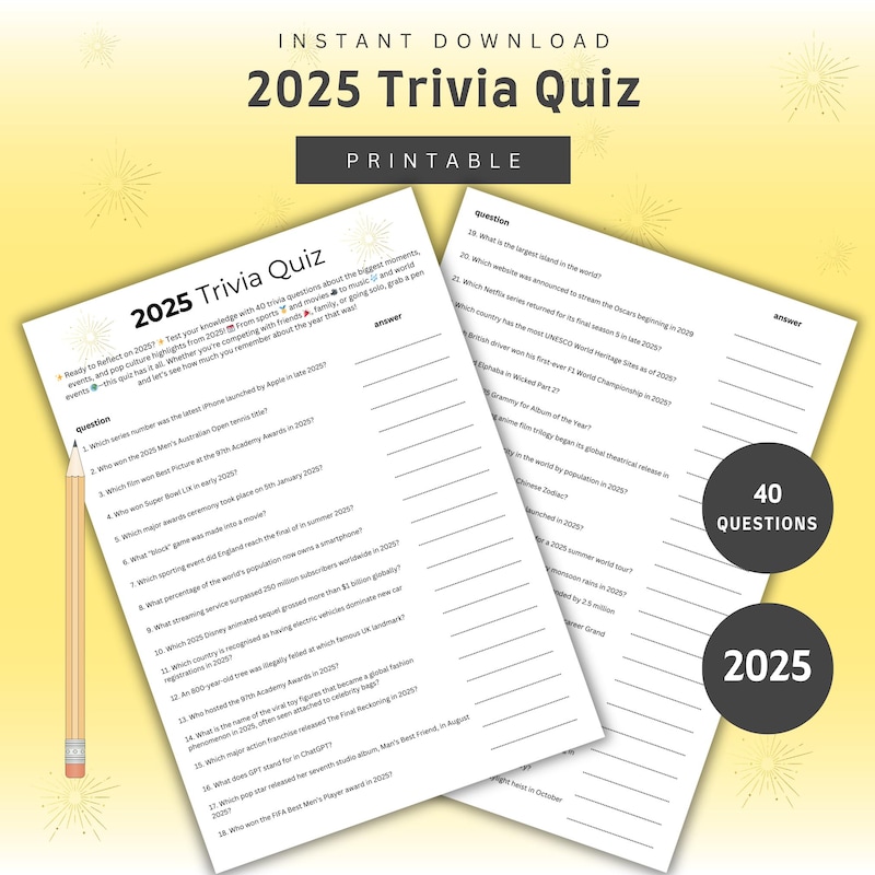 New Years Quiz 2025 - Etsy UK