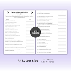 General Knowledge Quiz | Fun Printable Quiz PDF | 50 Questions ...
