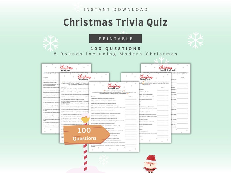 Christmas Quiz Printable | Printable Christmas Trivia Quiz | Christmas ...
