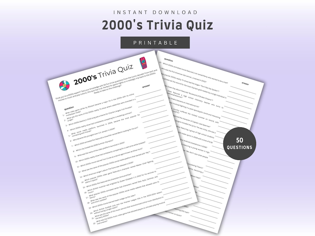 2000's Trivia Quiz | Game Night | 50 Questions | Pop Culture ...