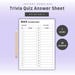 Trivia Quiz Answer Sheet | 1 Round of 30 Questions With Team Name & Final Score | Games Night ...