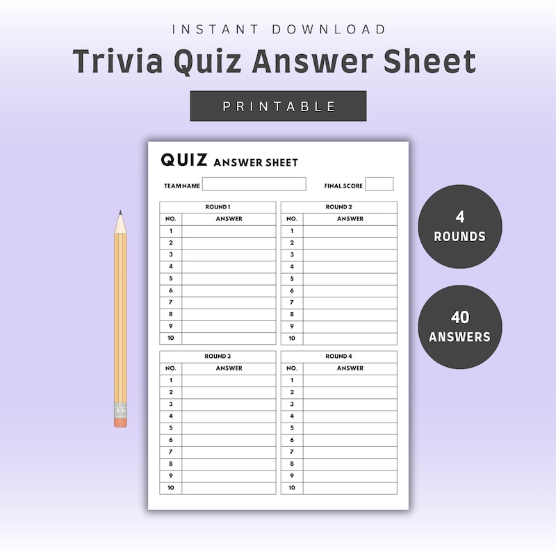Blank Trivia Sheets - Etsy