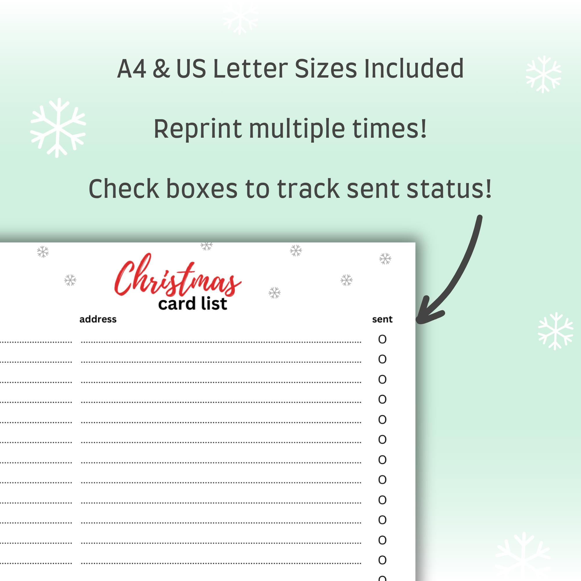 Christmas Card List | Minimalist Printable PDF | Name & Address Tracker ...