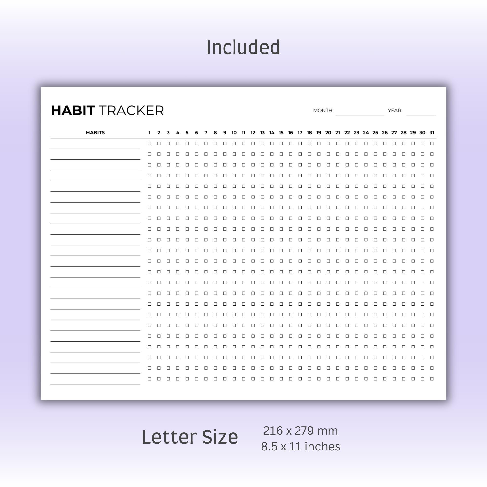 Monthly Habit Tracker Printable | 31-day Habit Journal | Track Multiple ...