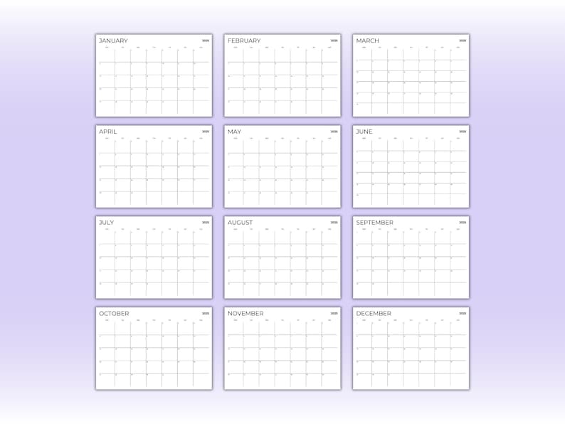 2025 Printable Monthly Calendar Downloadable Minimalist Landscape ...