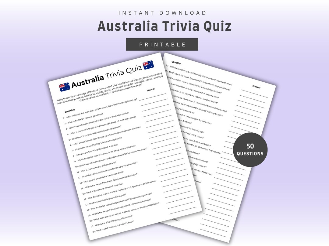 Australia Trivia Quiz | Game Night | 50 Questions | History, Culture ...