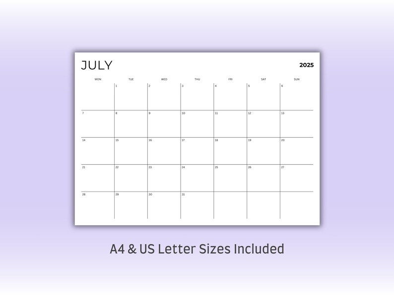 2025 Printable Monthly Calendar Downloadable Minimalist Landscape ...