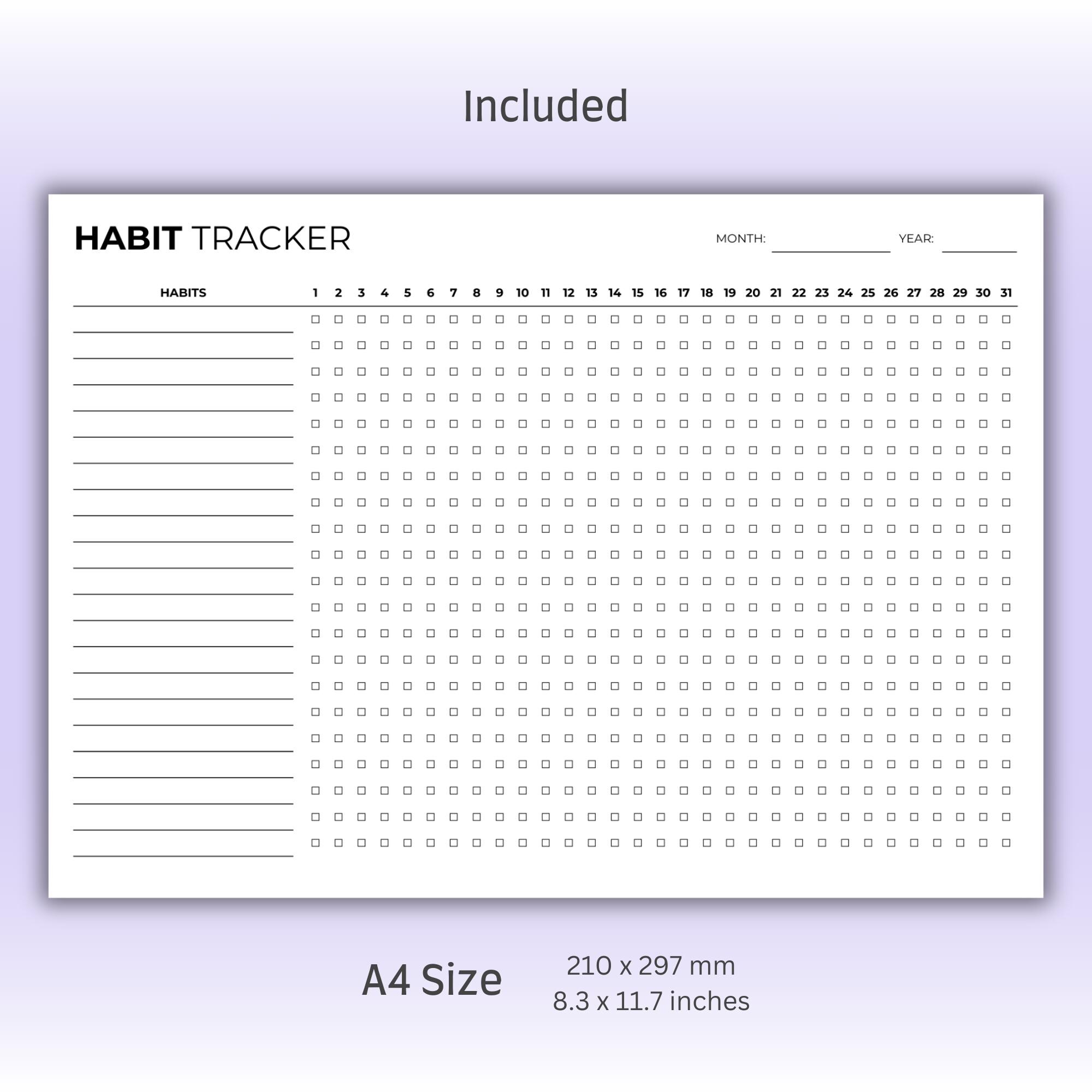 Monthly Habit Tracker Printable | 31-day Habit Journal | Track Multiple ...
