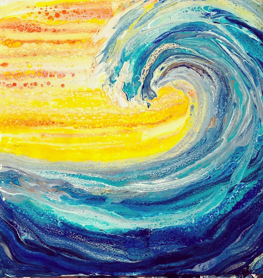 Summer Waves- Fluid Pour Swipe Summer Ocean Wave 8x8" Print - Etsy