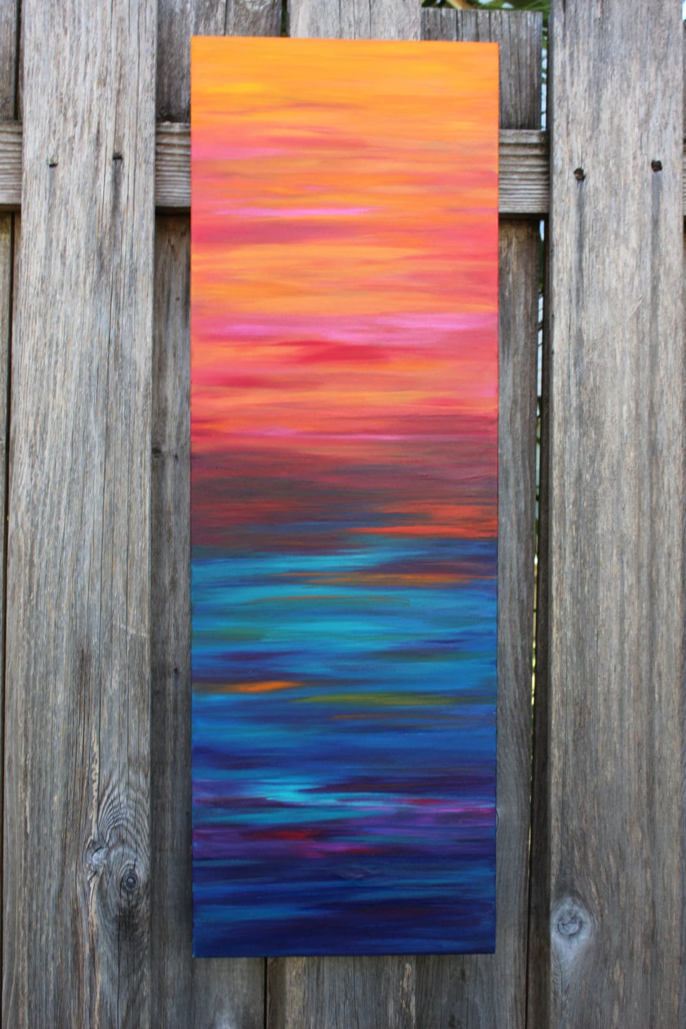Blended-12x36" Contemporary Abstract Colorful Beach Sunset Landscape ...
