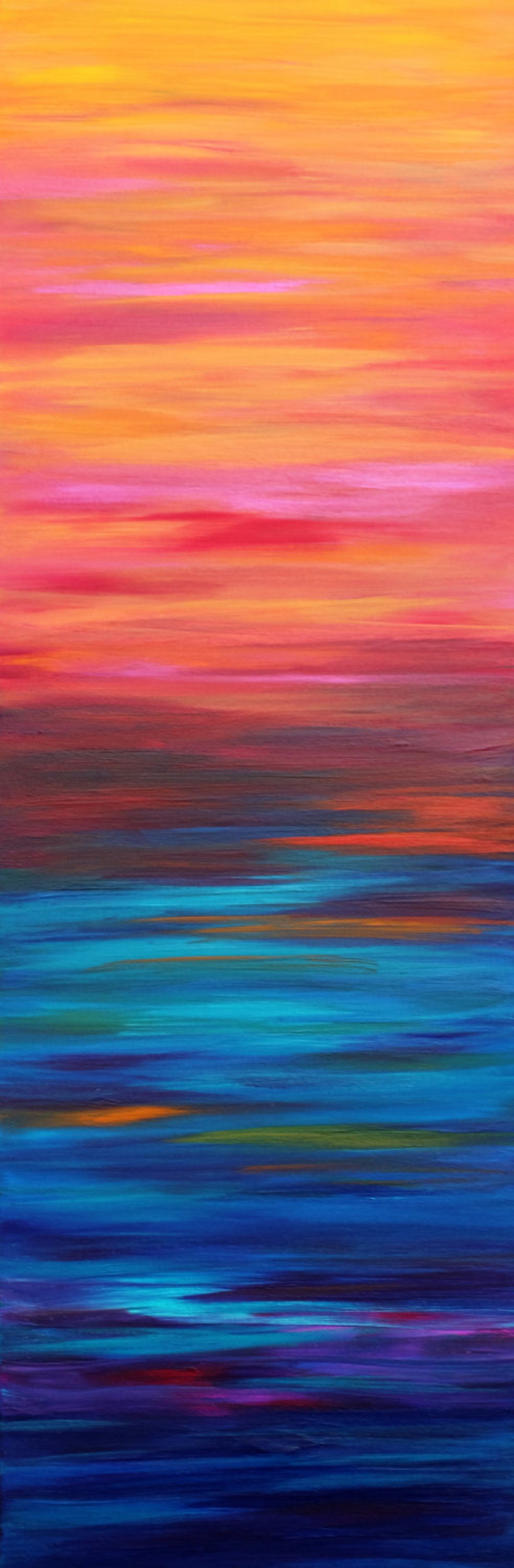 Blended-12x36" Contemporary Abstract Colorful Beach Sunset Landscape ...