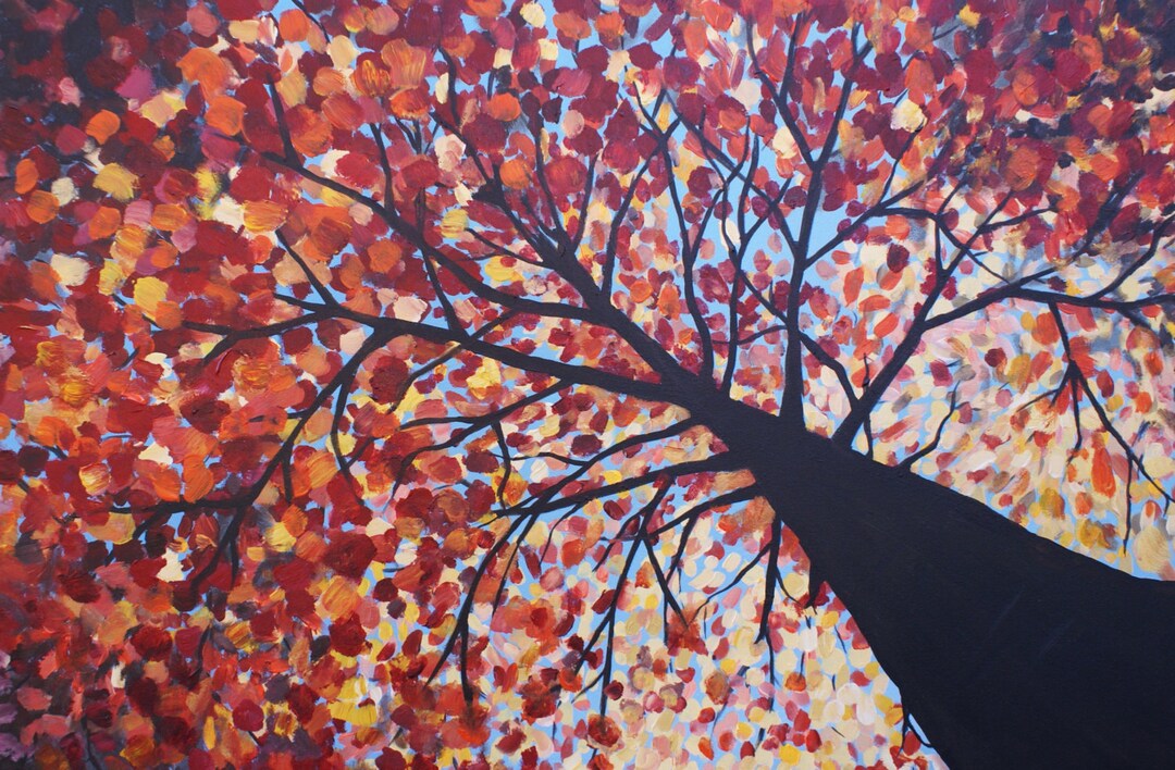New Growth- Original Acrylic Autumn Tree Leaves 8x10" Print - Etsy