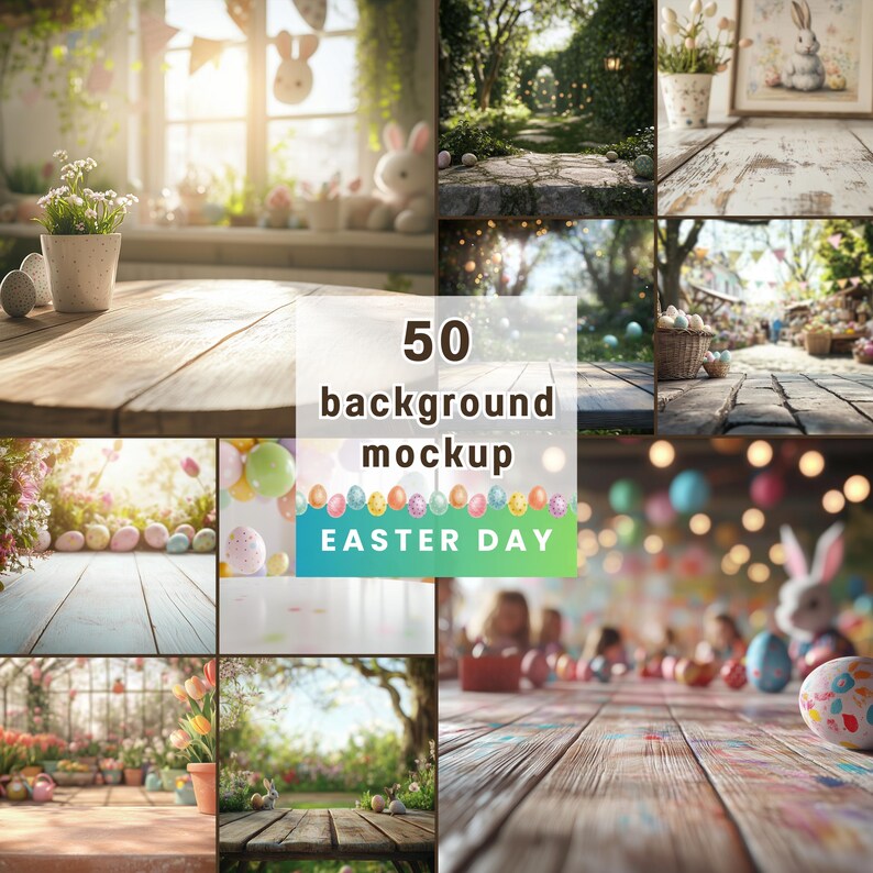 50 Easter Background Mockups: Festive Product Display (PNG Files) - Etsy