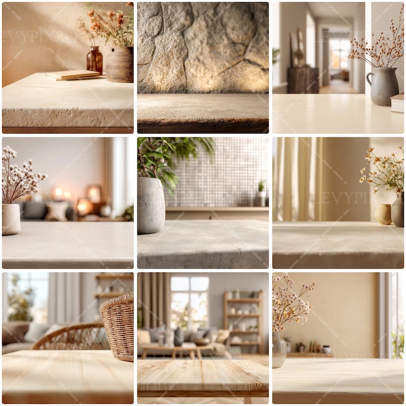 Neutral Mockup Background Bundle - 50 PNG Minimal Scenes (2048x2048) - Etsy