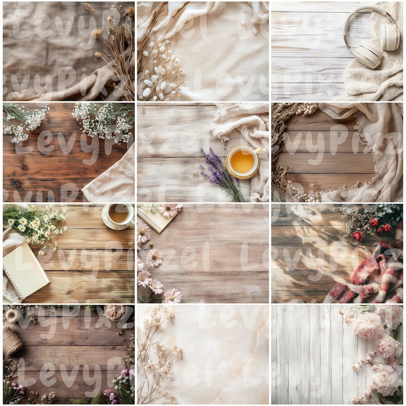 100 Background & Flat Lay Mockups, Product Backgrounds, PNG (digital ...