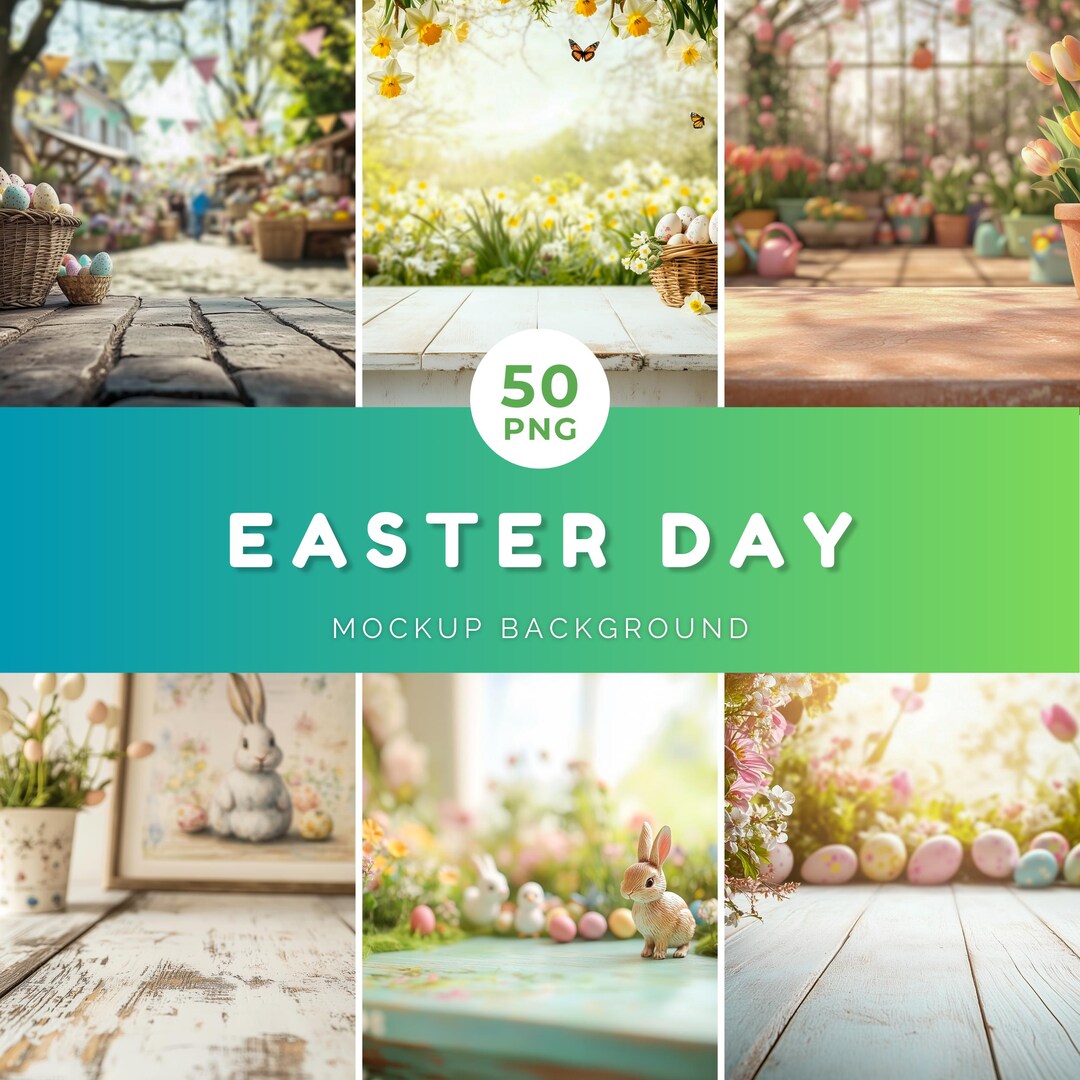 Easter Day Mockup Background - 50 PNG, Festive Product Display - Etsy