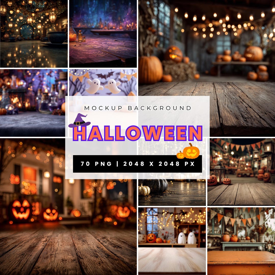 Halloween Mockup Backgrounds - 70 PNG (2048x2048 Px, Digital Download ...