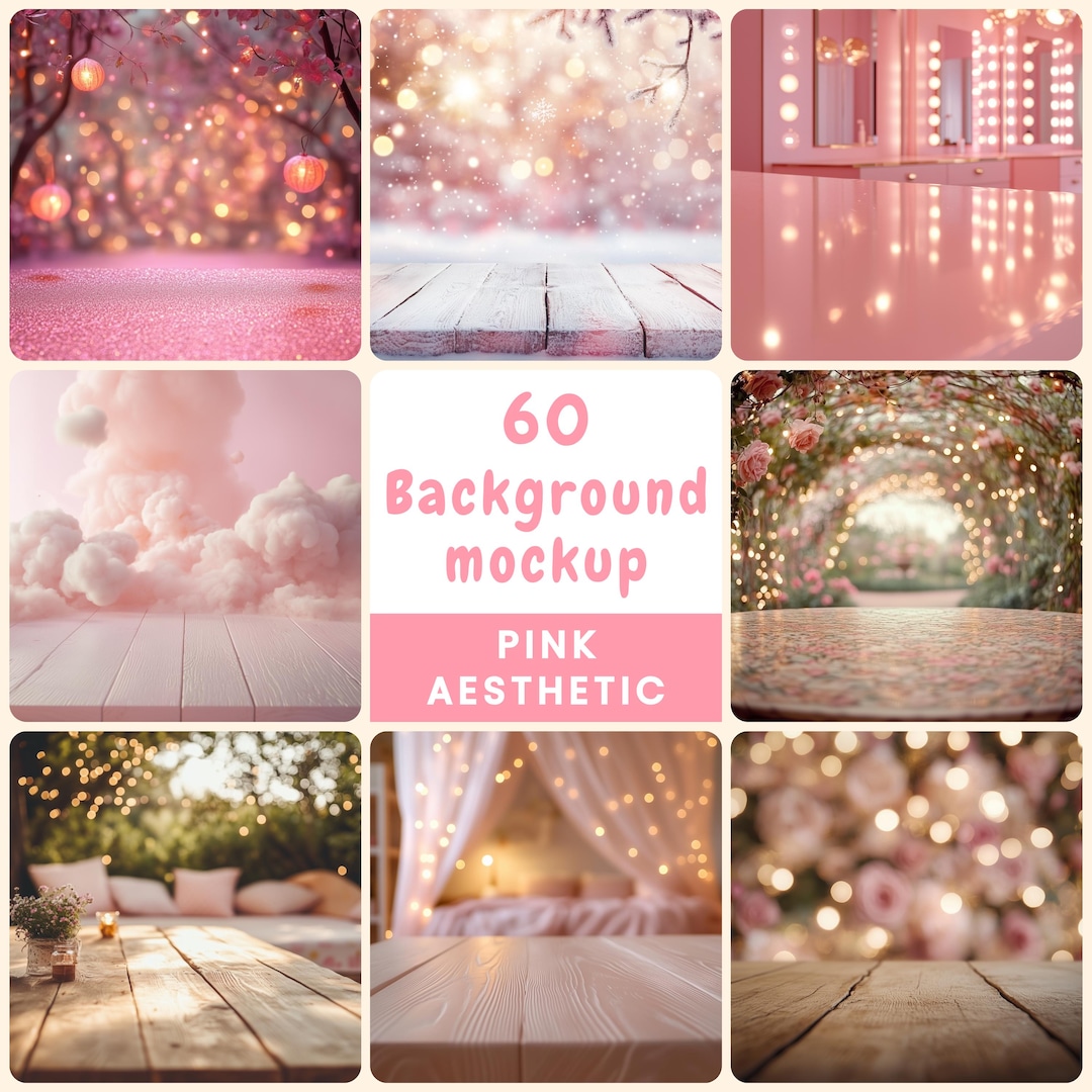 60 Pink Aesthetic Background Mockups, Table Background, Pink Digital ...