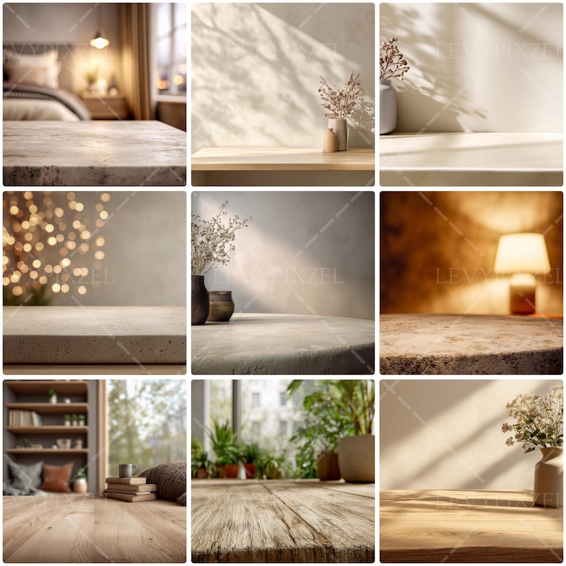 Neutral Mockup Background Bundle - 50 PNG Minimal Scenes (2048x2048) - Etsy