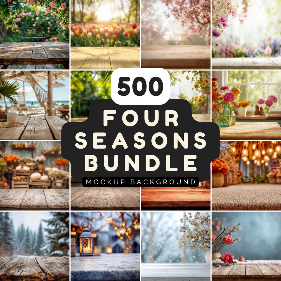 Four Seasons Mockup Background Bundle – 500 PNG Product Display Scenes ...