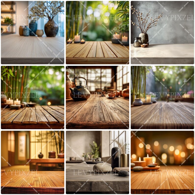 Zen Style Mockup Background – 50 PNG, Neutral Table Top, Calm Lighting ...