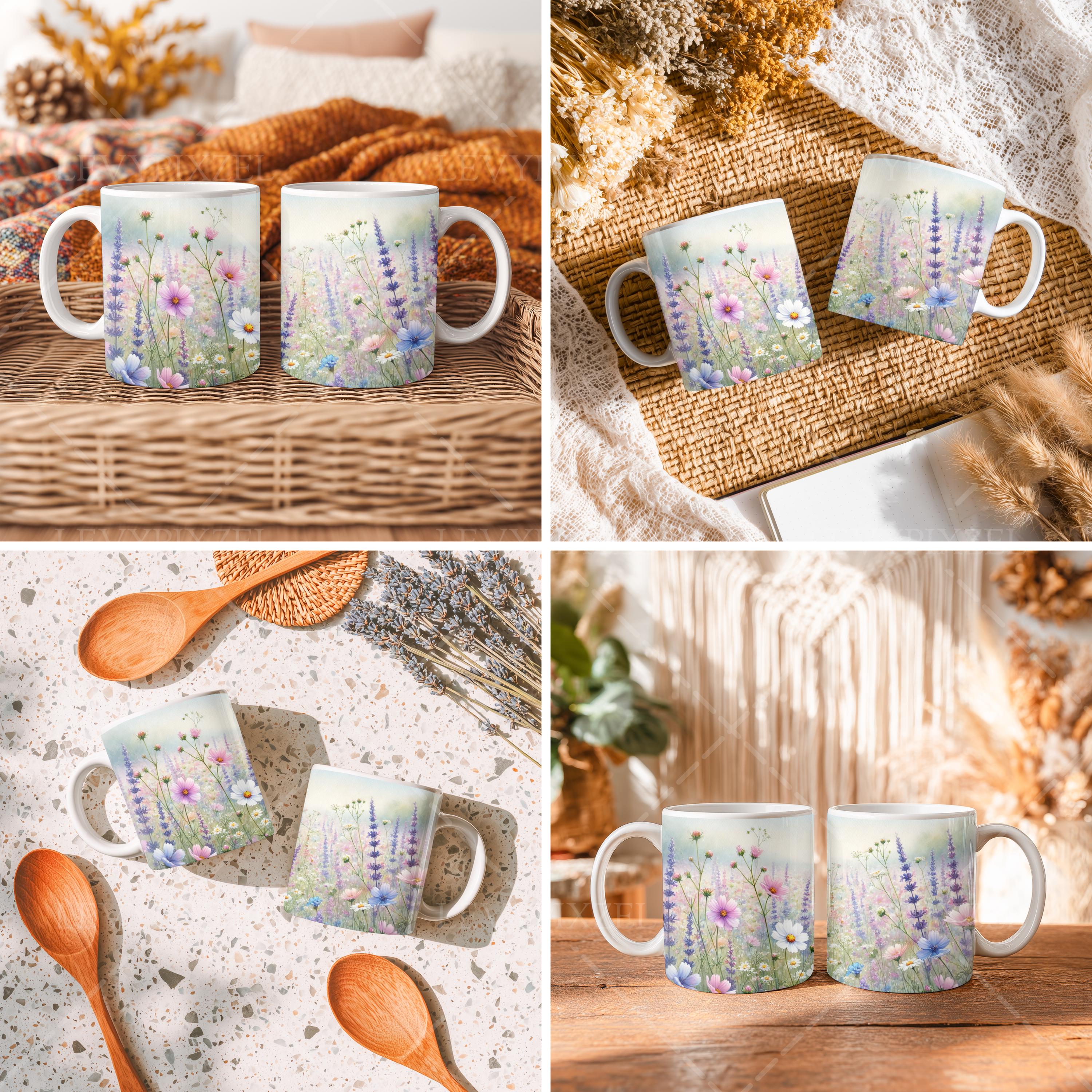Boho Mug Mockup Bundle: 30 PNG & Canva Templates (3000x3000px), White ...