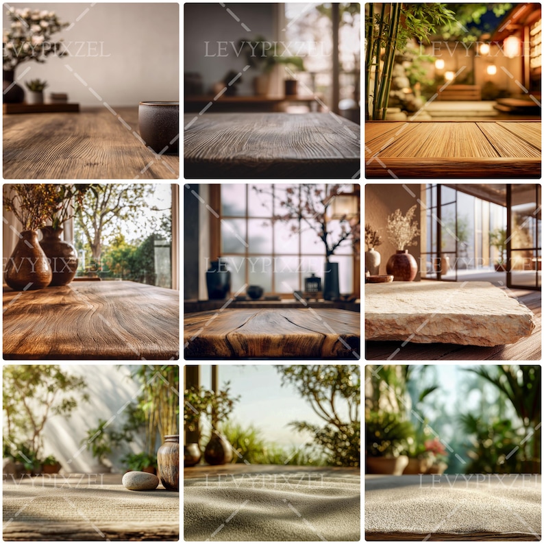 Zen Style Mockup Background – 50 PNG, Neutral Table Top, Calm Lighting ...