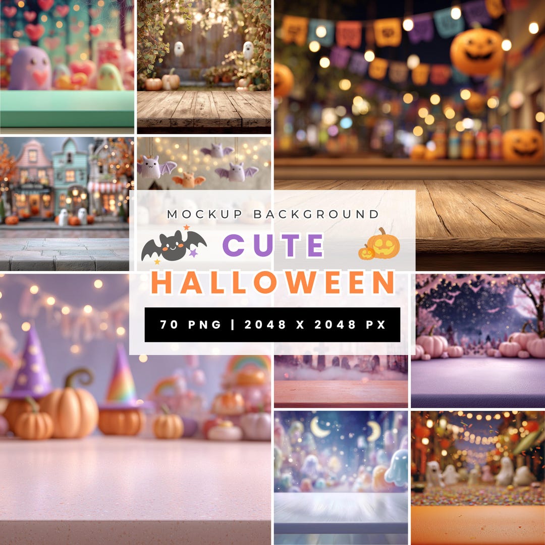 Halloween Mockup Backgrounds - Spooky Product Display (PNG 2048x2048 Px ...