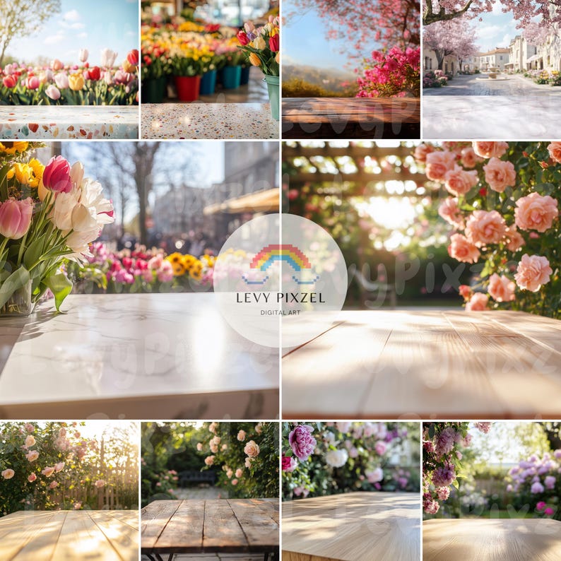 Spring Background Mockups Bundle: Product Display Backdrops (70 PNG ...