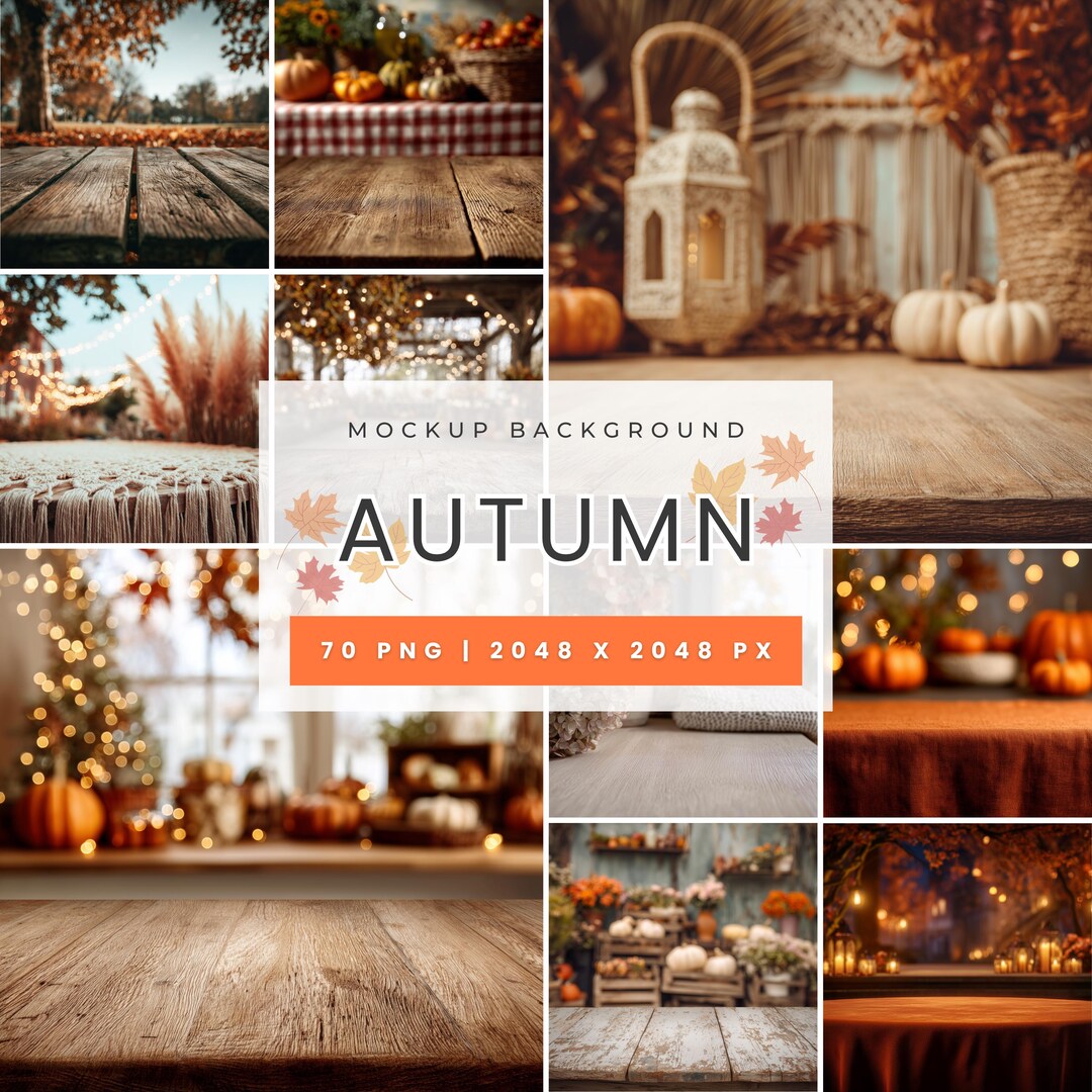 Autumn Mockup Background Bundle: 70 Cozy Fall Product Displays (PNG ...