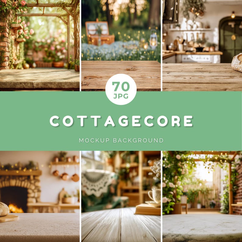 Cottagecore Mockup Backgrounds - 70 JPG, Table Background, Product ...
