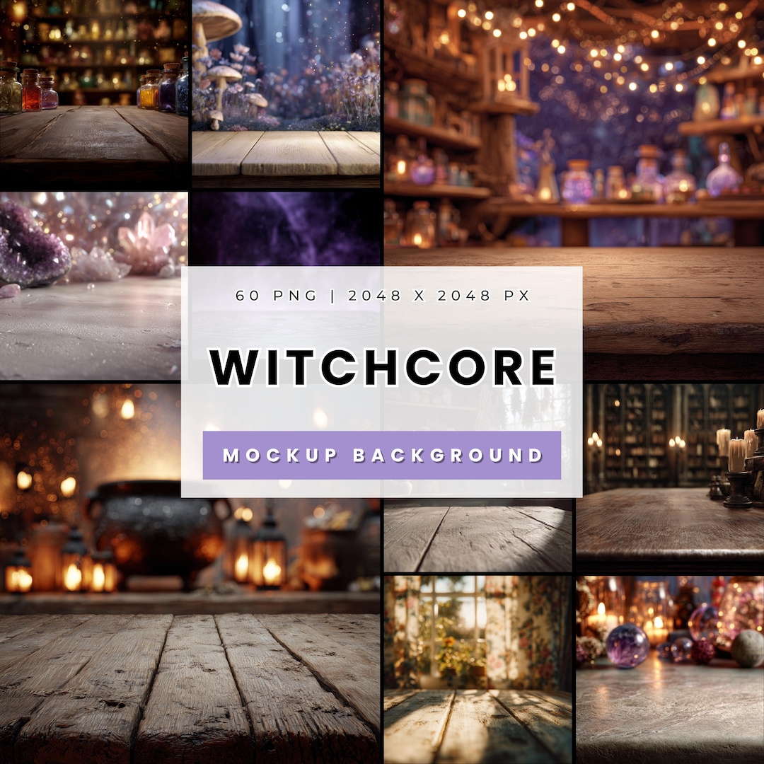 Witchcore Mockup Background Bundle: 60 PNG Images, Halloween, Magical ...